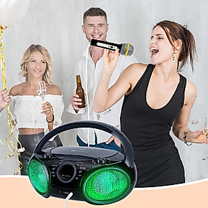 SingingWood NP030AB-CV Portable Karaoke System, Portable CD Player Boombox with Wireless for Home AM FM Stereo Radio, Headphone Jack, Portable Karaoke Supported AC or Battery Powered - Violet