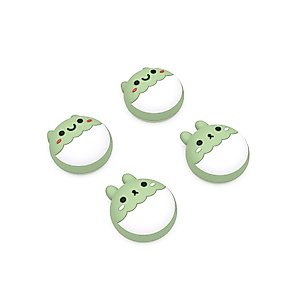 PlayVital Rabbit & Squirrel Cute Thumb Grip Caps for ps5/4 Controller, Silicone Analog Stick Caps Cover for Xbox Series X/S, Thumbstick Caps for Switch Pro Controller - Matcha Green