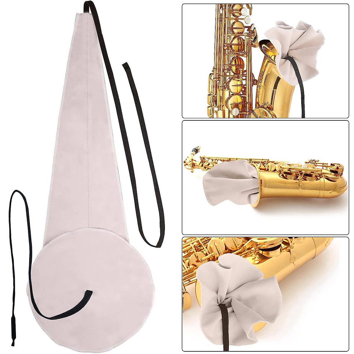 Saxophone Cleaning Kits with Case for Saxophone and Clarinet Flute Trumpet Instruments,8PCS Saxophone Mouthpiece Cushion,Mouthpiece Brush Microfiber Cleaning Cloth（Beige）