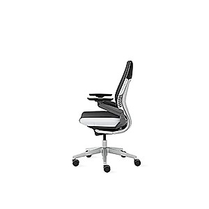 Steelcase Gesture Office Chair - Cogent: Connect Licorice Fabric, Wrapped Back, Light on Light Frame, Platinum Metallic Base