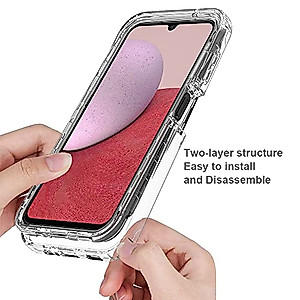 Dzxouui for Samsung A14 5G Case with [2 Pack] Screen Protector, Heavy Duty Shockproof Bumper Full Body Transparent Soft TPU Protection Cover Phone Cases for Samsung Galaxy A14 5G, Clear