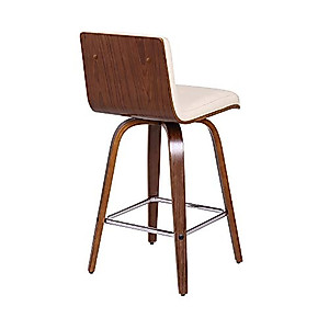 Armen Living Vienna Counter Height Bar Stool Kitchen and Dining, 26" Cream/Walnut, More color/size option