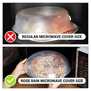 Microwave Anti-Splatter Cover 11 12 for Food, Clear, Microwave Plate Dish Covers for Oven Cooking, Guard Lid with Steam Vents BPA Free Large 11.8 Inches