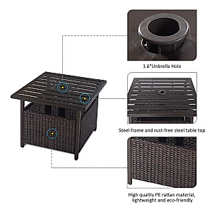 Outdoor Patio Rattan Wicker Steel Side Deck Table