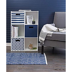 DII Polyester Cube Storage Collection Collapsible Hard Sided Bin, 13x13x13", Nautical Blue