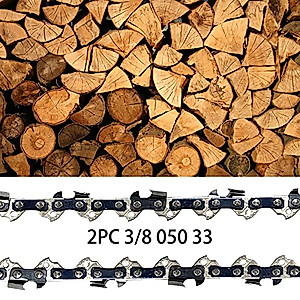 Opuladuo 2PC 8" Pole Saw Chain Replacement for 9.5 in. Harbor Freight Portland 62896 68862 63190 56808-3/8" .050" 33DL