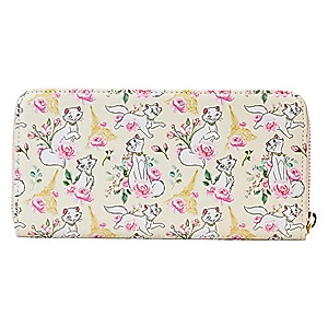Loungefly Aristocats Duchess in Paris AOP Floral Faux Leather Zip Wallet
