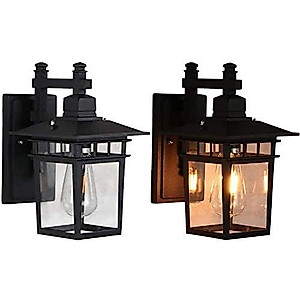 PQQ Wall Lamps Outdoor Wall Light Sconces Vintage Waterproof IP54 Cast Aluminum and Glass Wall Lantern E27 Rustic Garden Home Entrance Yard Wall Lighting