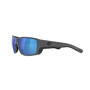 Costa Del Mar Mens Tuna Alley Pro Rectangular Sunglasses, Grey/Polarized Blue Mirrored 580G, 60 mm