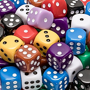 Yellow Mountain Imports Ultimate Rounded 6-Sided Dice - Set of 100, 16mm, Multi-Colored Dice for Board Games, Dice Games, Math Games