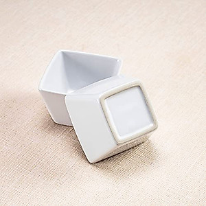 UNICASA Square Ramekin Bowls 10 oz, Condiment Serving Tray with Metal Rack Stand - Chips and Dips Snack Tray for Party - White Side Dish for Appetizer, Fruit, Nuts, Ice Cream, Candy