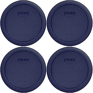 Pyrex Bundle - 4 Items: 7201-PC 4-Cup Blue Round Plastic Lids