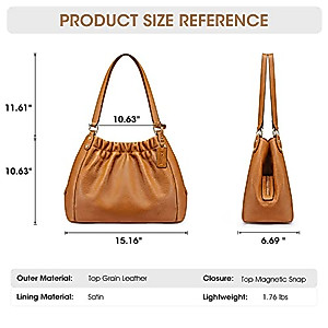 Kattee Soft Women Genuine Leather Hobo Totes Purses and Handbags Satchel Top Handle Shoulder Bags (Brown)