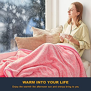 Inhand Sherpa Throw Blankets for Couch, Travel Plush Cozy Lightweight Blanket, Soft Fleece Fur Throw Blanket, Big Fluffy Sherpa Throws and Blankets for Sofa, Bed(50"x 60", Pink)