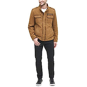 Levi's Men's Washed Cotton Two Pocket Military Jacket (Standard and Big & Tall), Worker Brown, Large
