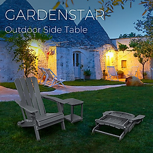 GARDENSTAR Adirondack Square Outdoor Side Table,2-Tier Storage Patio Side Table, HDPE End Tables for Backyard Pool Porch Garden Lawn(Grey)