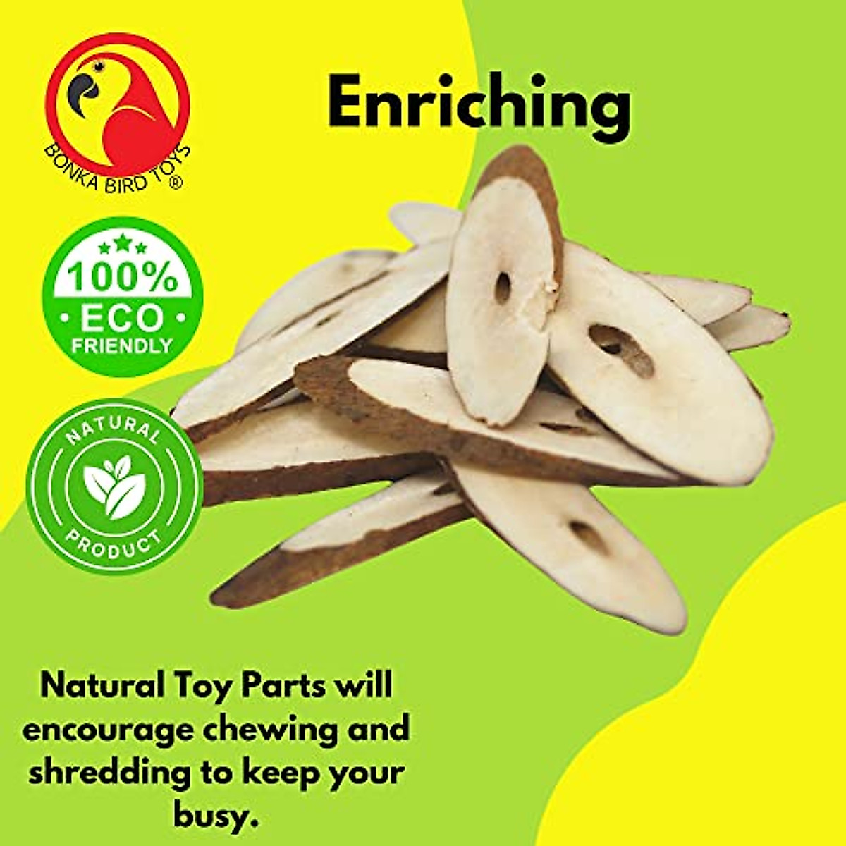 Bonka Bird Toys 3405 (Pk12) Extra Thin Natural Sola Slices 2.25" x 0.125", Medium Parrot Foot Talon Cage Toy, Conure, Lories, Lorikeets, and Similar