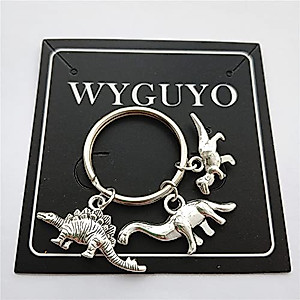 Stegosaurus Keychain, Cool Dinosaur Jewelry, Brontosaurus Dinosaur Keyring, Steampunk