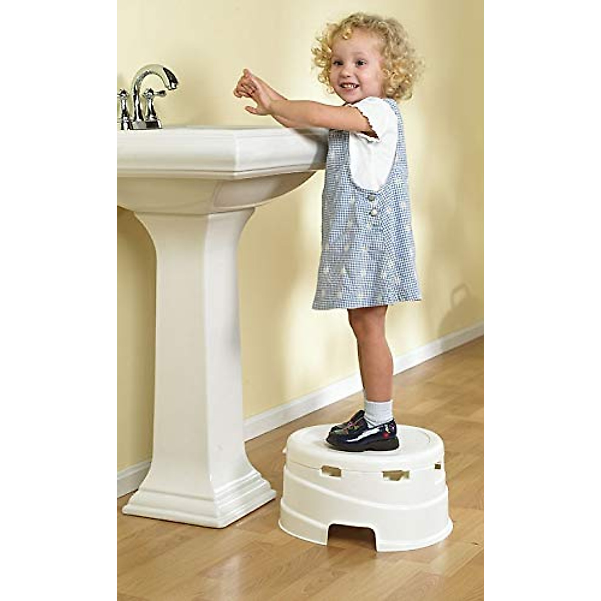 Primo 4-in-1 Complete Toilet Trainer & Step Stool, with Blue Seat, White