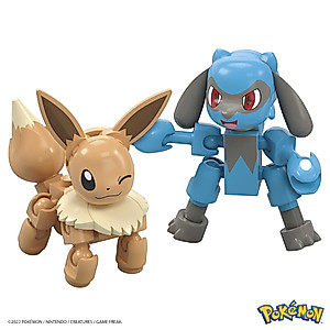 MEGA Pokémon Action Figure Building Toys Set, Pokémon Picnic with 193 Pieces, 2 Poseable Characters, Eevee and Riolu, Gift Idea for Kids