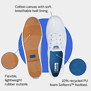 Keds Women's Champion Sneaker,White Canvas,8 M US