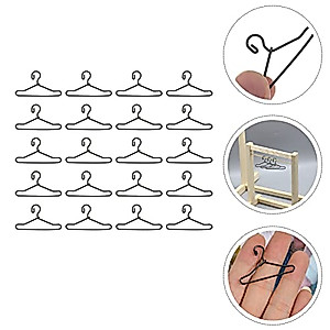SAFIGLE 25pcs Simple Sturdy Miniature Dress for House Small Coat Clo Hangers Plastic Holders Clothes Black Outfit Holding Rack Clothing Mm Practical Support Hanging Wire Accessories