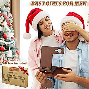 3 in 1 Charging Station, Wood Charger Stand for iPhone, iPad, Apple Watch, AirPods, Wood Phone Docking Station, Phone Charging Station Organizer, Charging Stand, Dad Gifts for Men