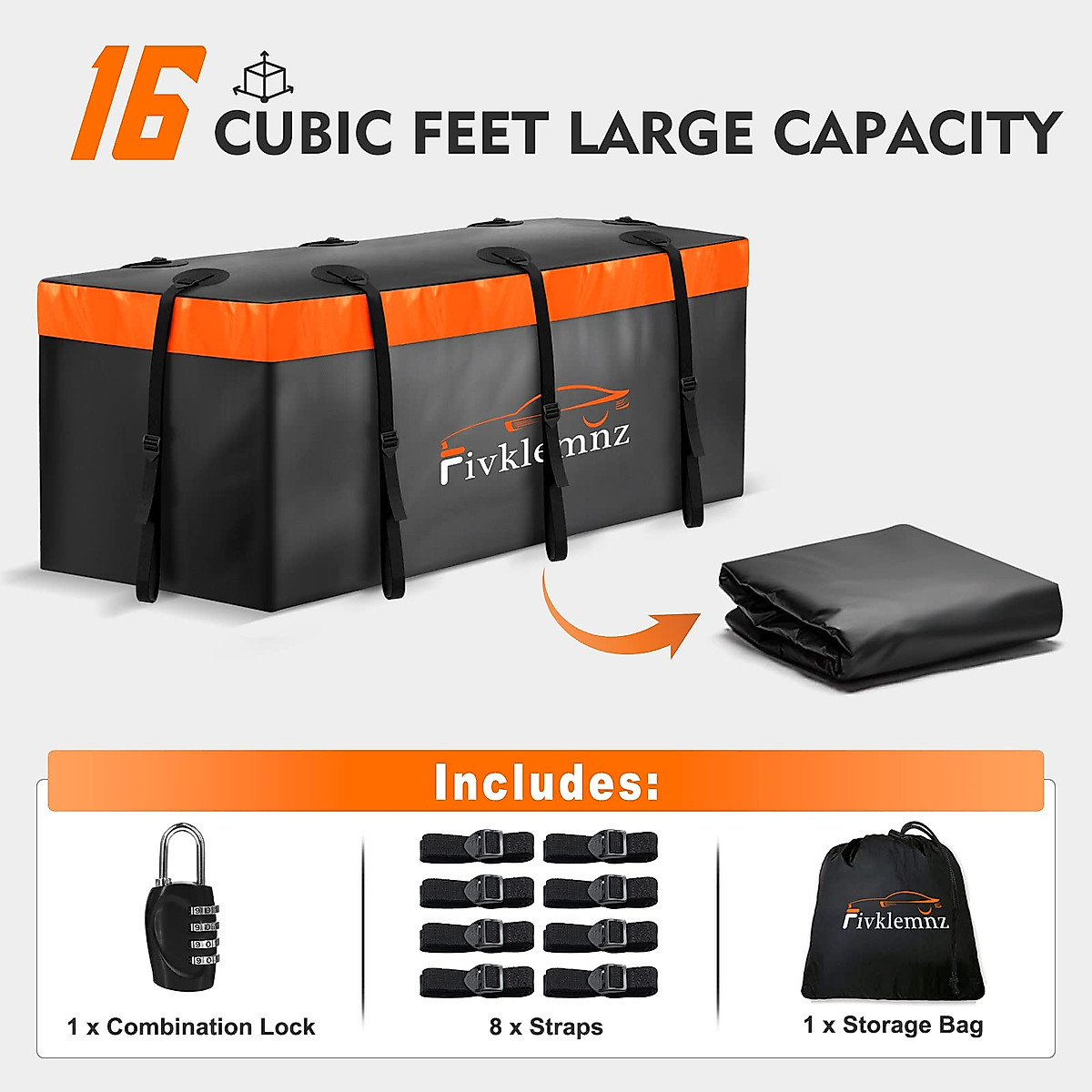 Foldable Hitch Cargo Carrier, 60" X 20" X 6" Heavy Duty Trailer Hitch Mount Luggage Basket with 500lb Capacity + 16 Cubic Waterproof Cargo Carrier Bag, Suitable for SUV, Truck, Car Traveling