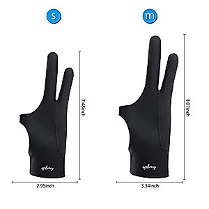 SPBMY Digital Drawing Glove 2 Pack,Two-Finger Artist Glove for Drawing Tablet, Paper Sketching, iPad, Art Glove Suitable for Left and Right Hand, Black