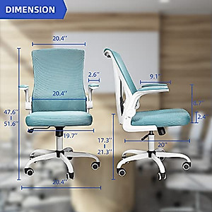 MUZII Ergonomic Office Chair, Computer Desk Chair Swivel Task Chair with Flip-up Arms and Adjustable Lumbar Support, Blue