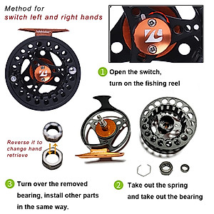 Kylebooker Fly Fishing Reel Large Arbor with Aluminum Body Fly Reel 3/4wt 5/6wt 7/8wt (Black with Red, 7/8wt)