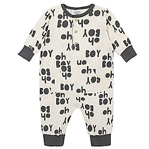 Grow by Gerber Baby Boys 3-Pack Coverall Set, Grey/Ivory/Orange, 3-6 Months