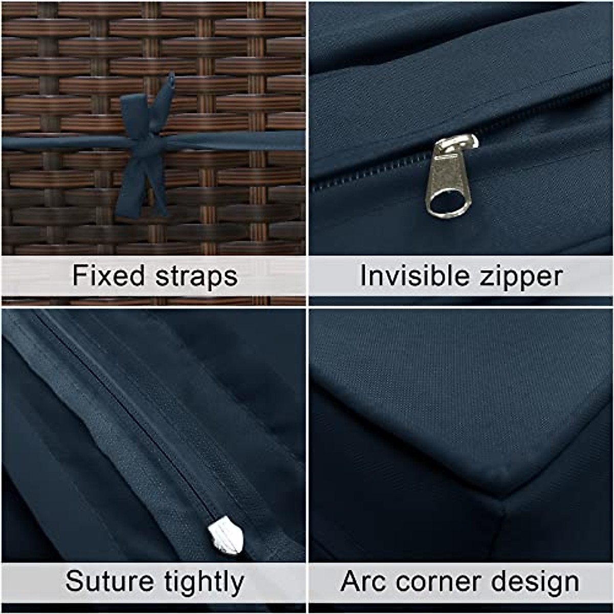 Qaworci Outdoor Cushion Slipcovers, Waterproof Patio Cushion Covers Replacement, Washable Patio Cushion Covers, Cushion Covers for Patio Furniture with Zipper (Blue)