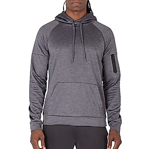 Layer 8 Men's Hoodie Performance Light Weight Tech Fleece Pullover Training Workout Athletic Sweatshirt Hooded Fitness Top (Small Basalt Hthr)