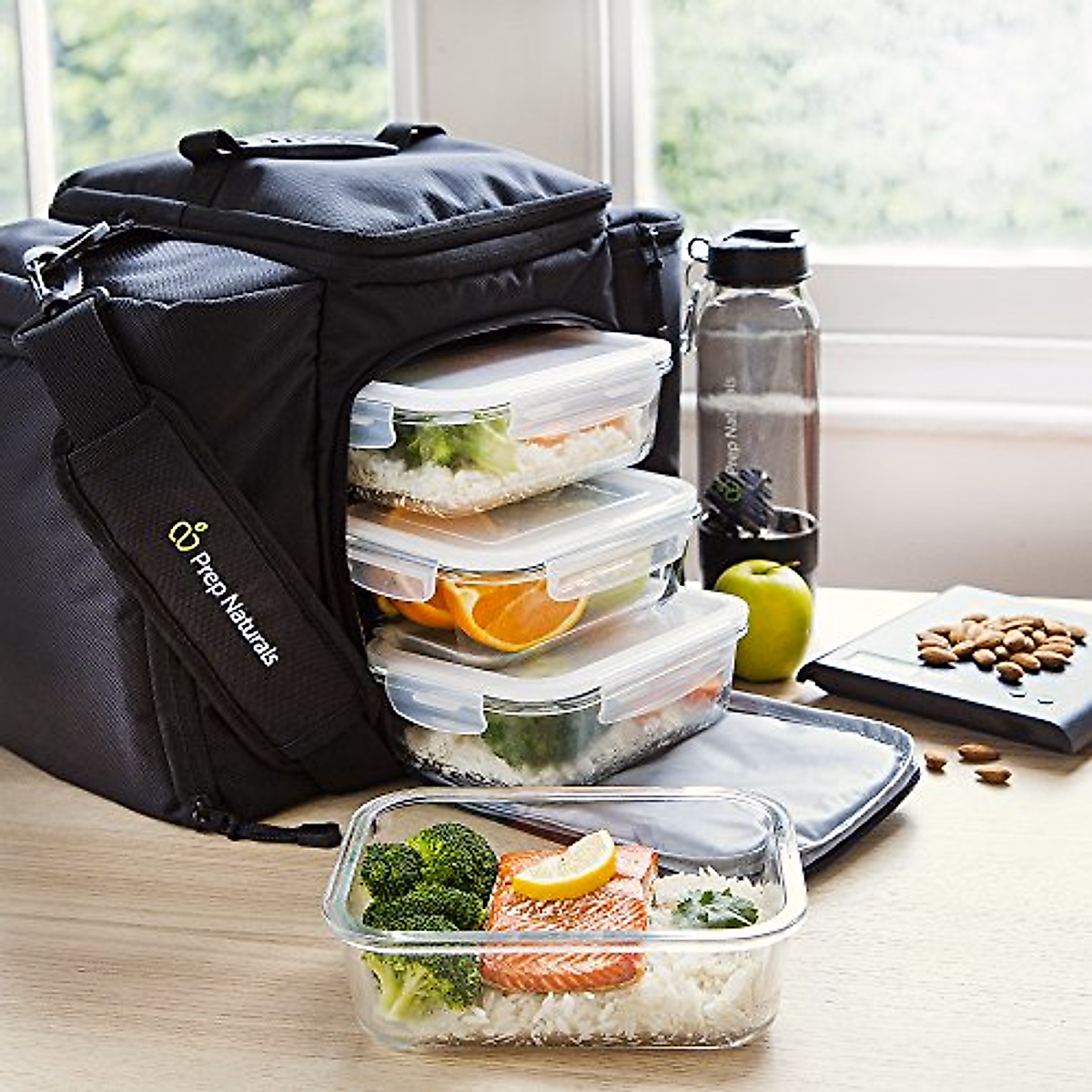 PrepNaturals 5 Pack 36 Oz Glass Meal Prep Containers - Dishwasher Microwave Freezer Oven Safe - Glass Storage Containers with Lids (Multi-Compartment)