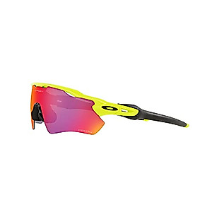Oakley Men's OO9208 Radar Ev Path Rectangular Sunglasses, Neon Yellow/Prizm Road, 38 mm