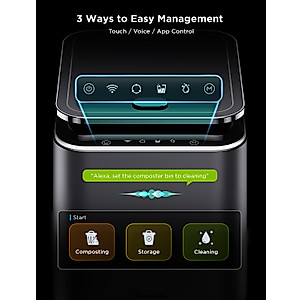 GoveeLife Smart Electric Composter for Kitchen, 3L Compost Bin Indoor with App & Voice Control, Auto-Cleaning, 3 Modes, Turn Food Waste to Fertilizer for Garden, Food Waste Compost Machine