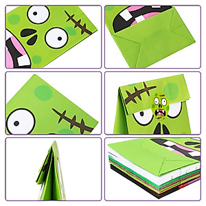 DECORLIFE 40 PCS Cute Halloween Goodie Bags, 8 Style Halloween Treats Bags Party Favor, Trick or Treat, Gifts, Candies, Snacks, Party Supplies, 40 Stickers Included