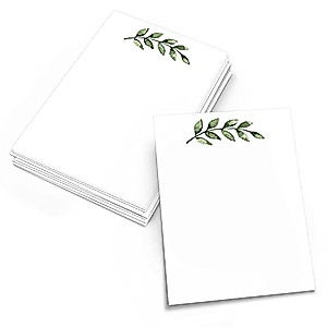 321Done Greenery Note Cards - 5x7 (Set of 50) Blank Greenery Cards - Thick, Heavy Cardstock - Pretty, Cute Simple Green Leaves Design on White - No Envelopes - Made in The USA