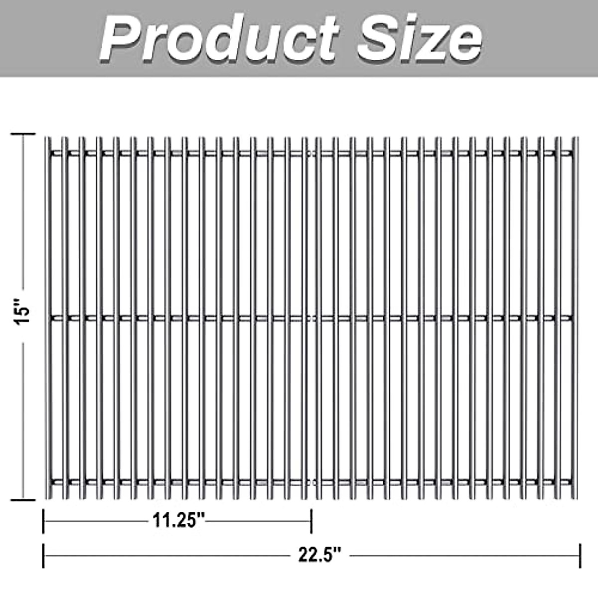 SHINESTAR Grill Grates for Weber Genesis Silver A, Spirit E-210, Spirit 500, Spirit 200 Series(Side-Mounted Control), 15 x 11.3 Inch, 2-Pack