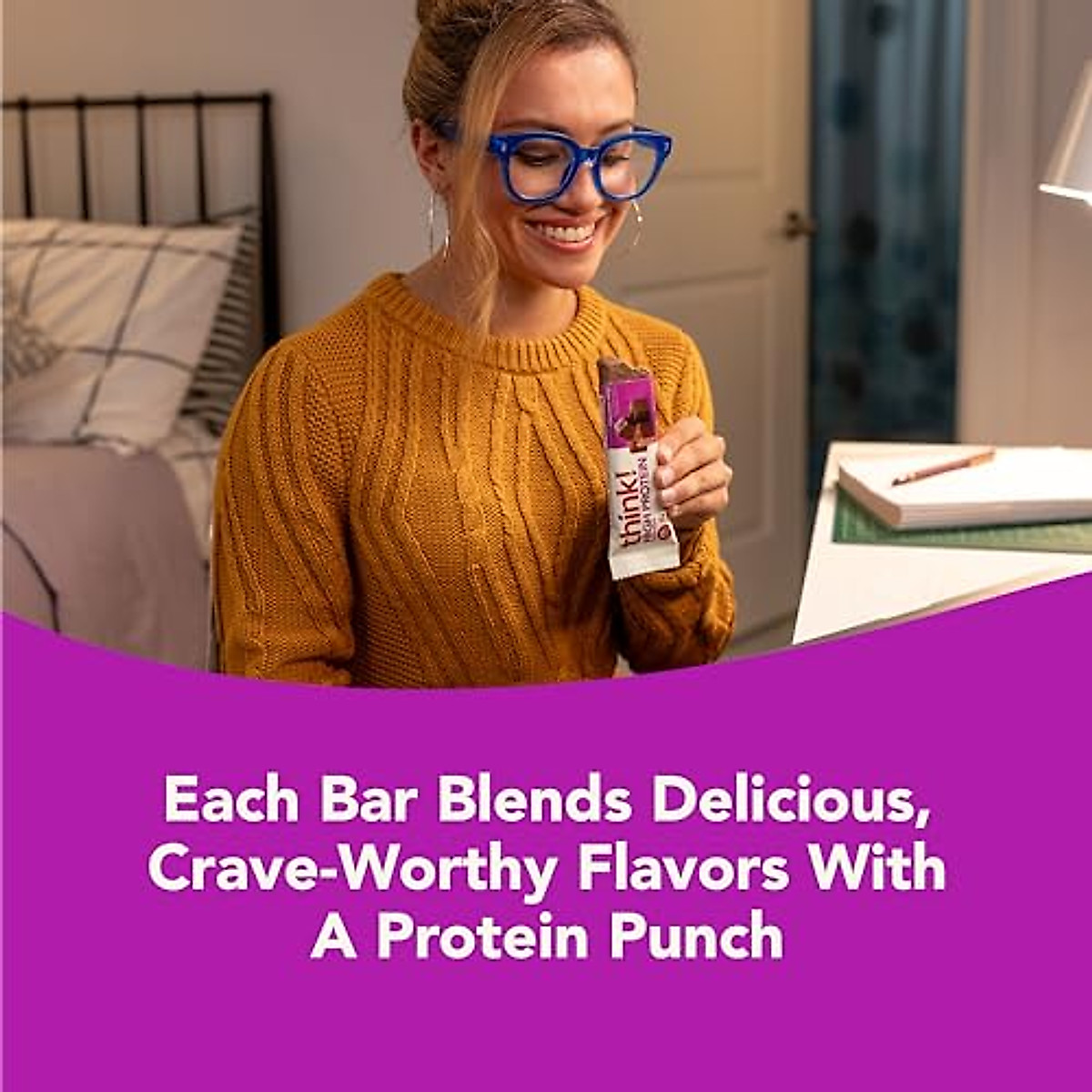 think! Protein Bars, High Protein Snacks, Gluten Free, Kosher Friendly, Chocolate Fudge, Nutrition Bars, 2.1 Oz per Bar, 10 Count (Packaging May Vary)