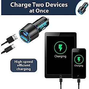 Fast Car Charger, USB C Car Charger 38W Car Charger Adapter PD3.0&QC3.0 with 2Pack Lightning Cable Quick Car Charging Compatible with iPhone 14 Pro Max/14 Plus/13 Pro Max/12