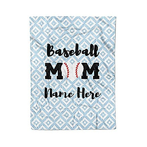 Personalized Corner Customized Baseball Mom Fleece Throw Blanket - Warm Lightweight Stadium Blankets for Team Moms