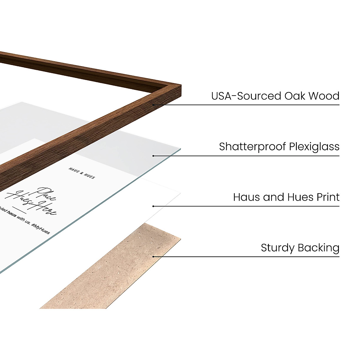 HAUS AND HUES 16x20 Frames Set of 3 - Walnut 16x20 Poster Frames for Wall, 16 x 20 Picture Frames Wood 16x20 Inch Frame, Wooden Gallery Wall Frame Set, 3 Piece 20 x 16 Photo Frame