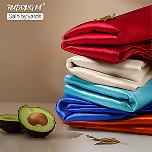 RUDONG M Beige Satin Fabric by The Yard, 1 Yard x 60 Inch Wide Silky Charmeuse Satin Fabric, Soft Satin Fabric for Wedding Decorations, Bridal Dress, Sewing, Accessories, DIY Crafts