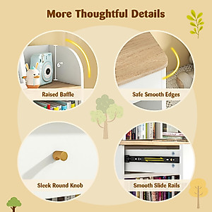 HONEY JOY White Kids Desk, Wooden Children School Study Table with Hutch, Pull-Out Drawer, Storage Shelves, Student Writing Desk Computer Workstation for Bedroom, 3+ Years Old