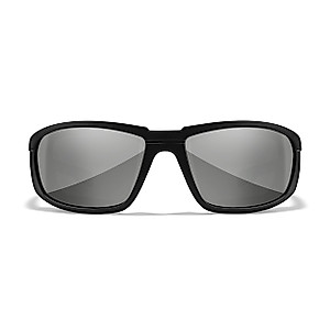 Wiley X WX Boss Sunglasses, Safety Glasses for Men and Women, UV Eye Protection for Shooting, Fishing, Biking, and Extreme Sports, Matte Black Frames, Silver Flash Tinted Lenses