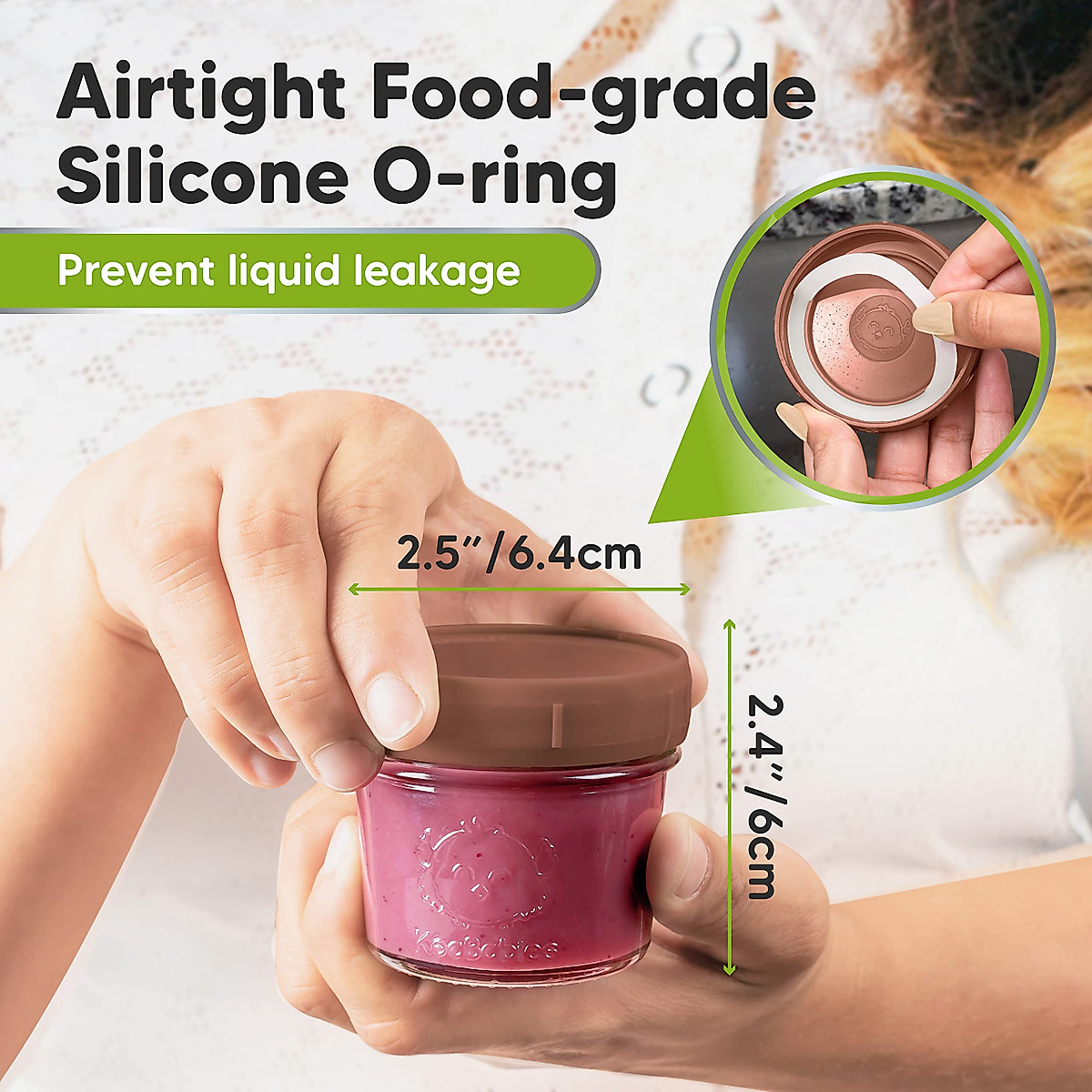 KeaBabies 12-Pack Baby Food Containers and Silicone Baby Food Freezer Tray with Clip-on Lid - 4 oz Glass Food Jars - Breast Milk Trays for Freezer