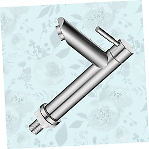 Housoutil 4pcs Stainless Steel Water Tap Kitchen Water Faucet Wall Mounted Bathroom Faucet Vessel Faucet Outdoor Water Faucet Kitchen Taps Bathtub Faucet Laundry Faucet Waterfall