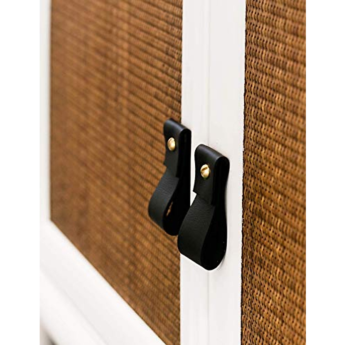 KEYAIIRA - Leather and Brass Drawer Pull - minimal furniture knobs modern kitchen handle pulls for cabinets farm house Scandinavian dresser hardware